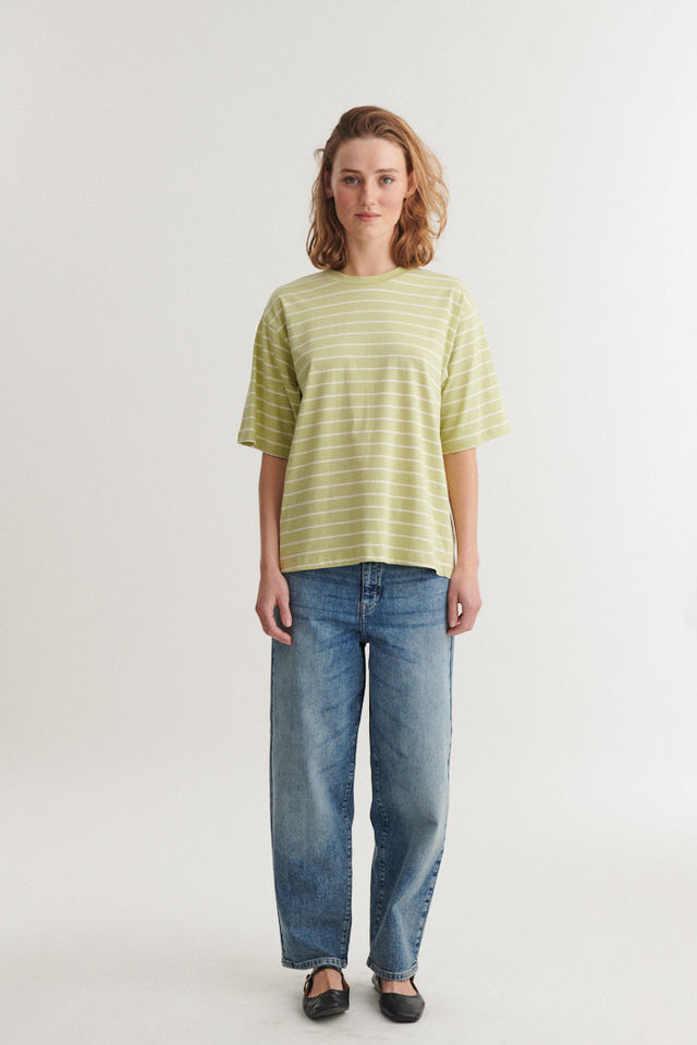 Raja Stripe Tee - winter pear / whisper white